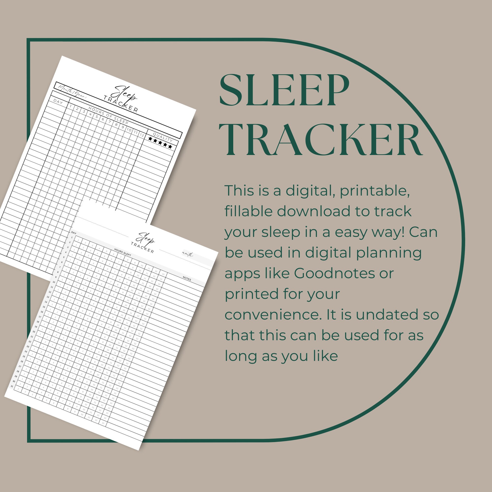 Sleep Tracker Printable | Black | White | Monthly Sleep Log | Sleep ...