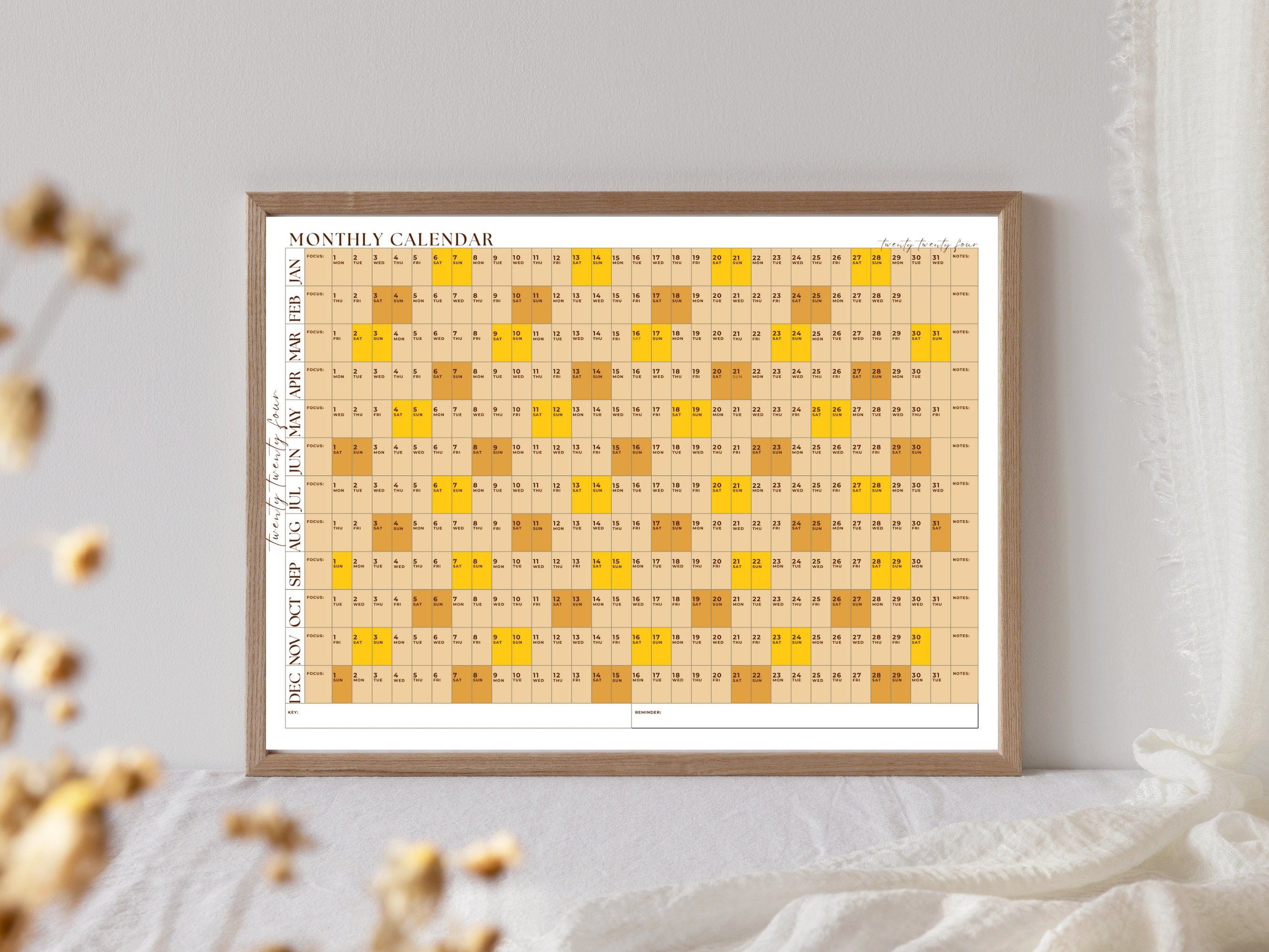 2024 Monthly 2023-2024 Academic Planner Calendar in Landscape Gold 11x8 ...