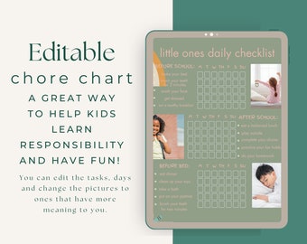 Editable Chore Chart for Kids Purple Daily Weekly Schedule Chore List ...
