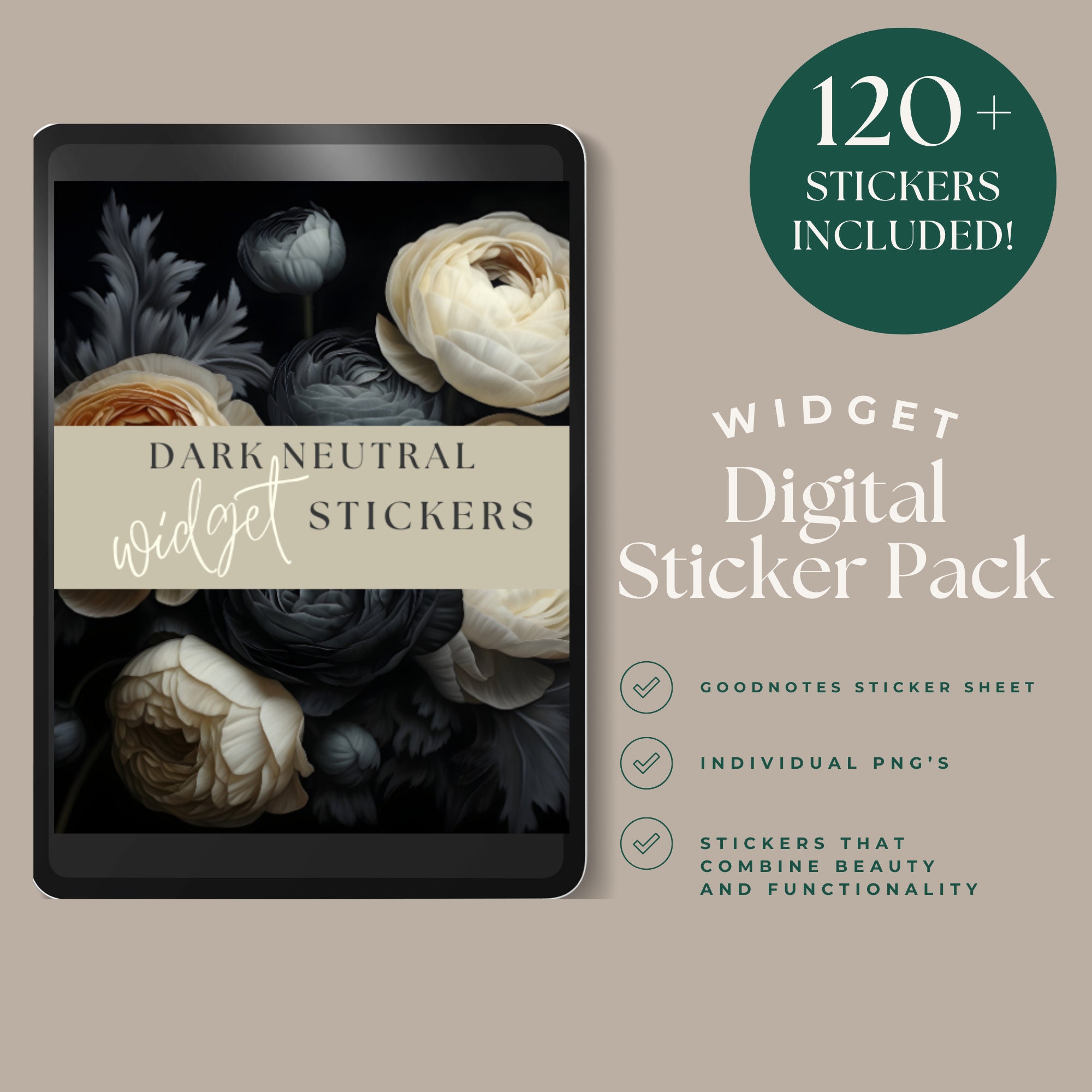 Digital Stickers Neutral | Widgets | Goodnotes | Individual PNG | Pre ...