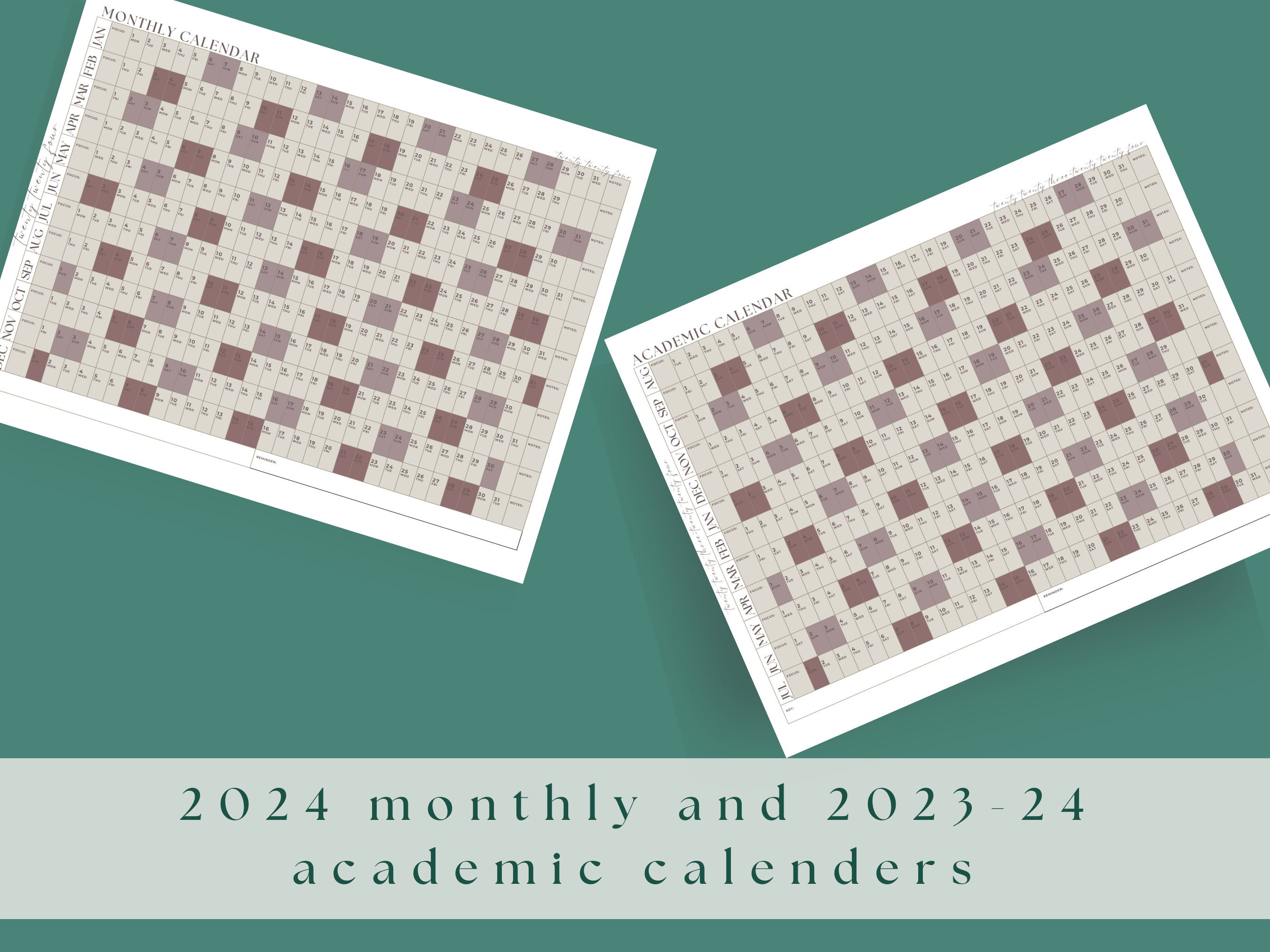 2024 Monthly 2023-2024 Academic Planner Calendar in Landscape - Etsy