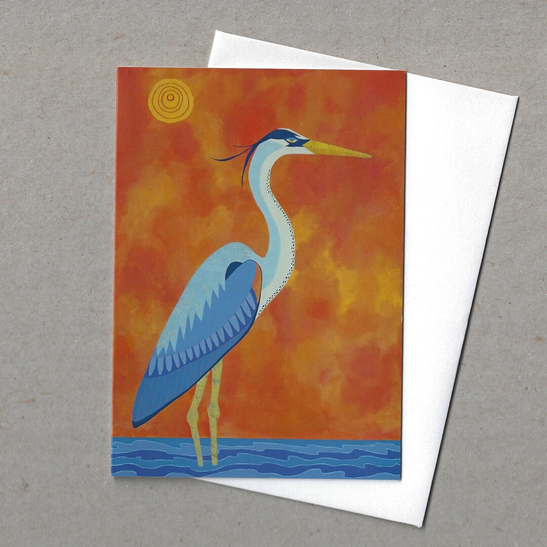 Blue Heron Set of 7 Greeting Card Pack by Casey Craig - Etsy