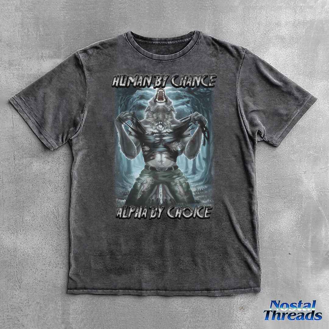 Alpha Wolf Vintage T-shirt, Retro Meme Tee, Grunge Clothing Aesthetic ...