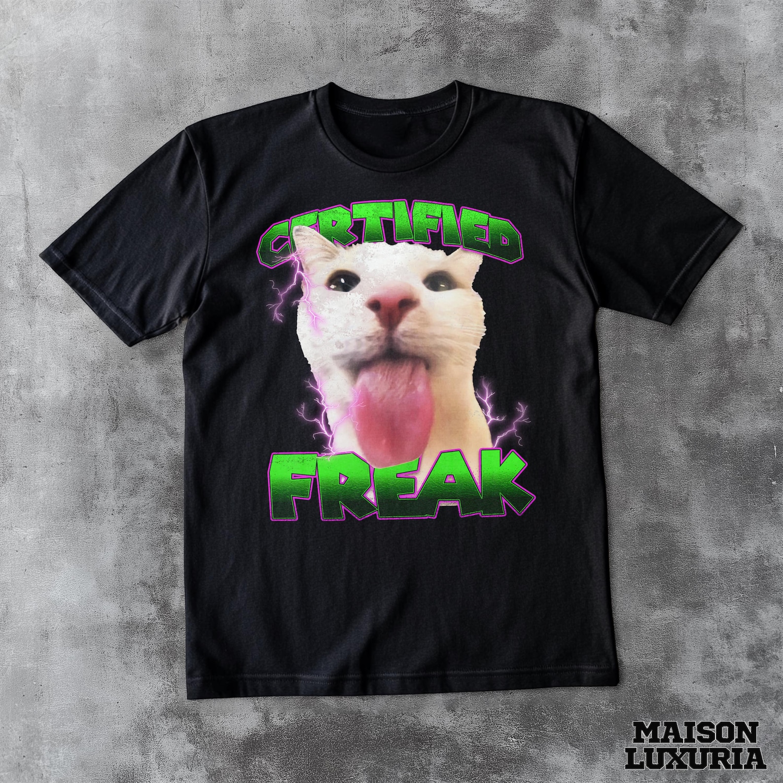 Certified Freak Cat Meme Graphic T-shirt, Vintage Funny Cat Expression ...