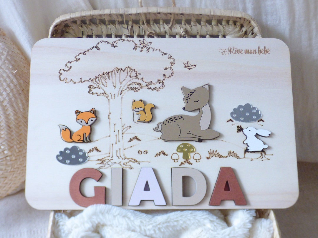Forest Theme Puzzle With Personalized First Name svg Dxf - Etsy