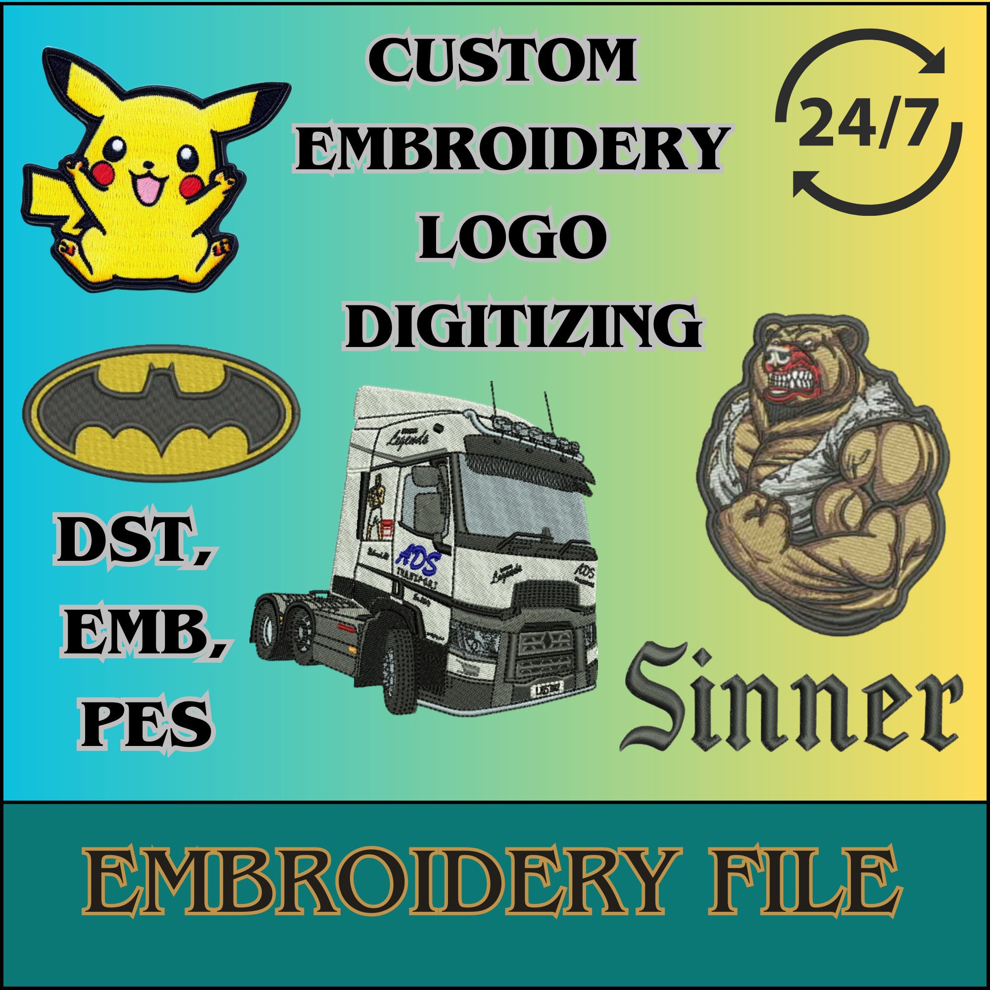 Embroidery Digitizing PES DST EMB, Custom Logo Digitizing, Digitizing ...