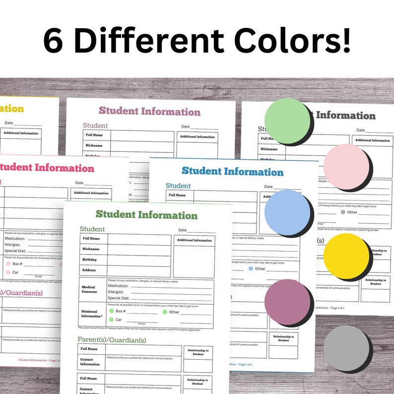 Student Information Sheet, Student Document, Contact Information ...