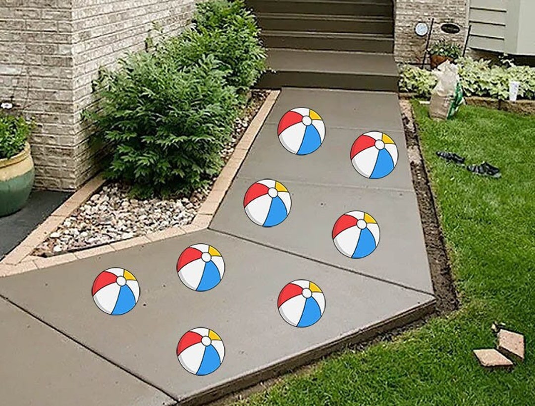 Beach Ball Themed Tough and Scuff Resistant Sidewalk Stickers - Beach ...