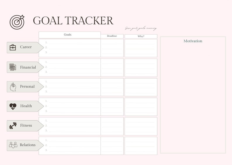 Goal Planner, Planner Template, 2024 Goals Tracker, SMART Goal Setting ...
