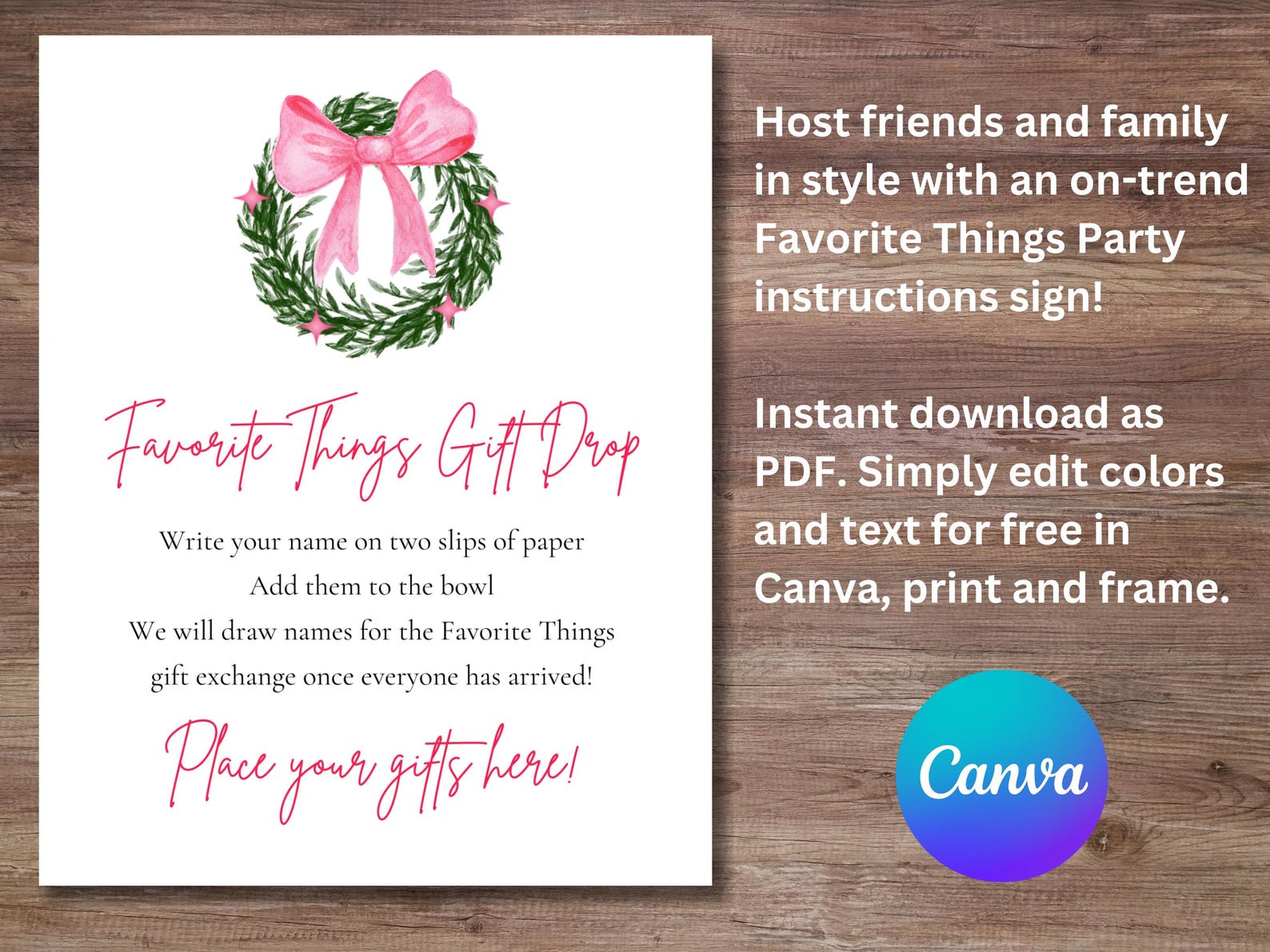 Favorite Things Printable Instructions Sign, Favorite Things Party ...