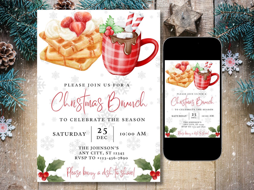 Christmas Brunch Invite, Christmas Brunch Evite, Christmas Party ...