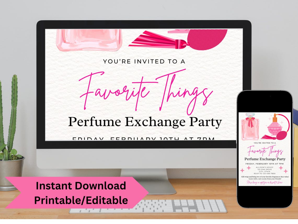 Favorite Things Perfume Exchange Party Invite, Perfume Party Invite ...