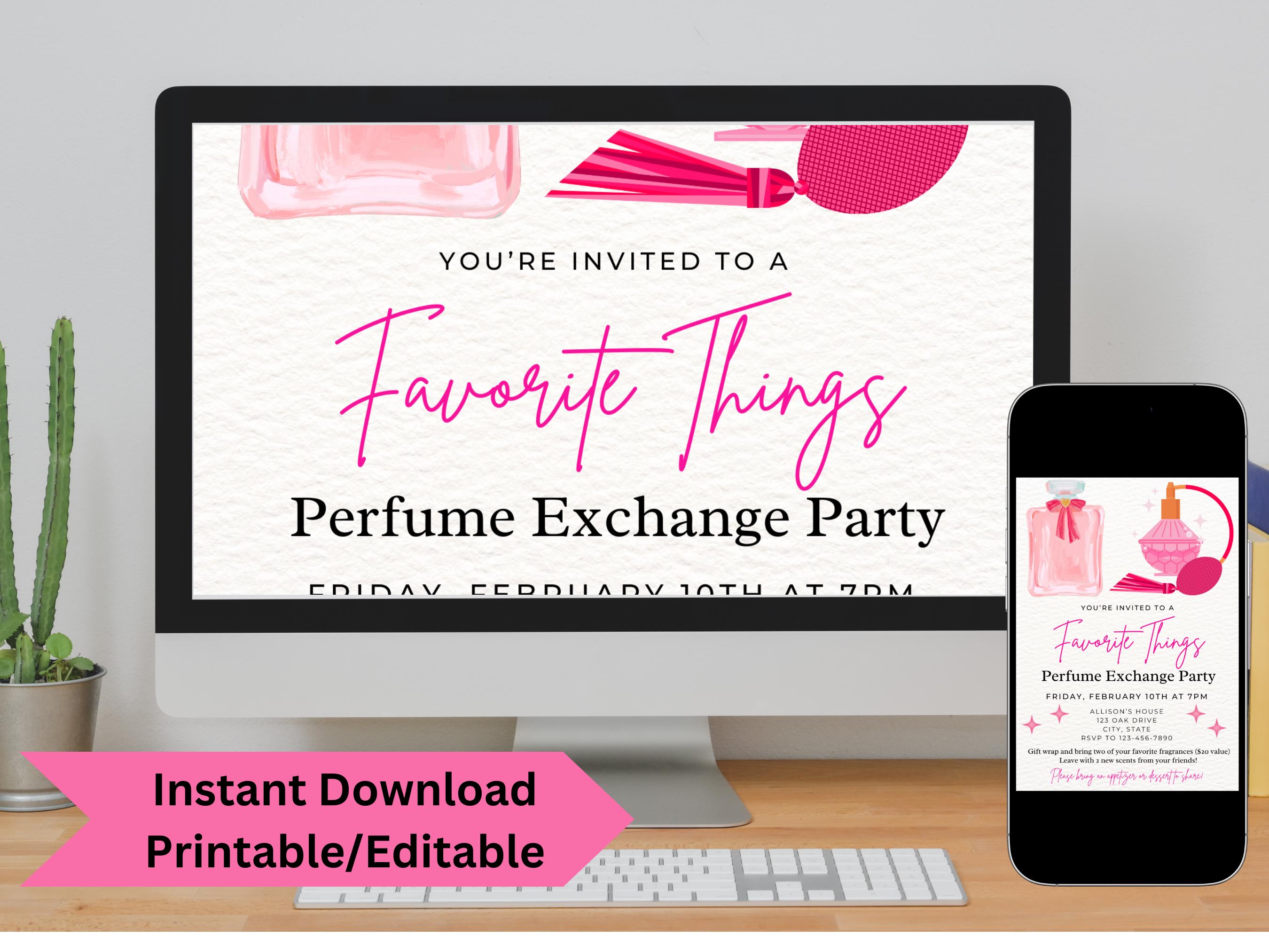 Favorite Things Perfume Exchange Party Invite, Perfume Party Invite ...