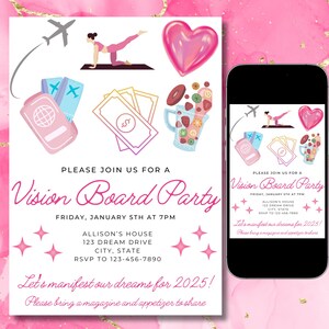 Vision Board Party Invitation, Vision Board Party Invite, Manifestation ...