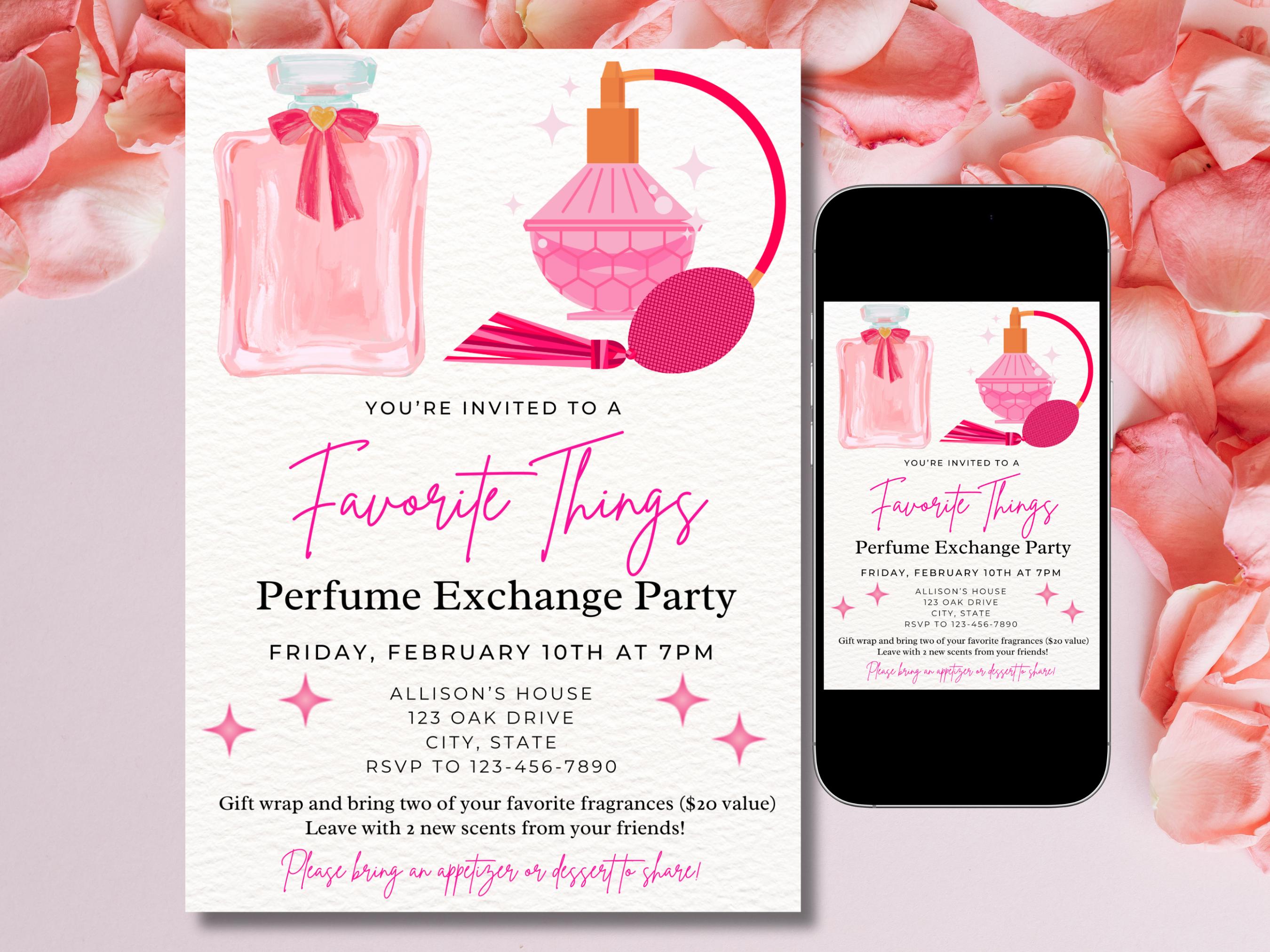 Favorite Things Perfume Exchange Party Invite, Perfume Party Invite ...