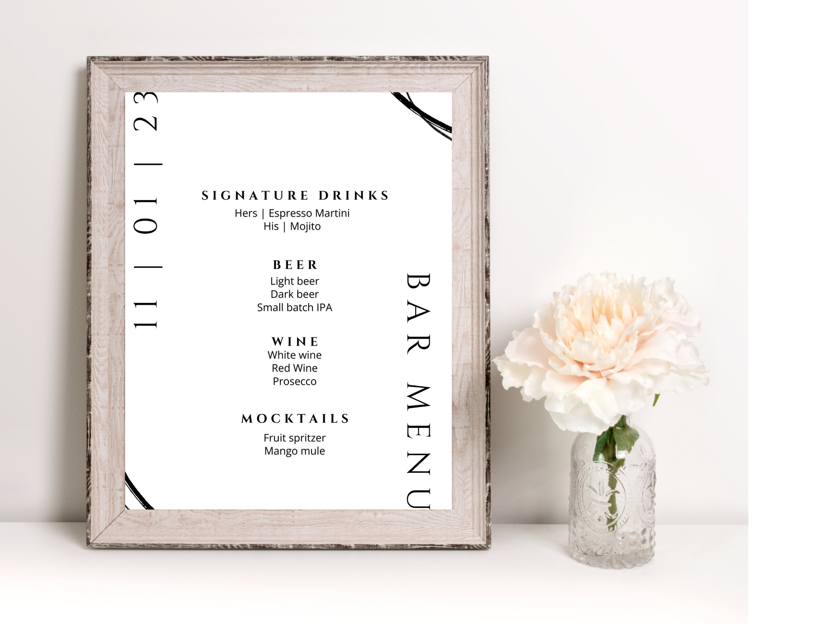 Bar Menu Template Bar Menu Sign Wedding Bar Menu Wedding - Etsy