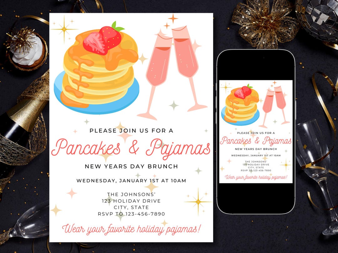 New Years Day Brunch Invite, New Years Brunch Evite, New Years Party ...