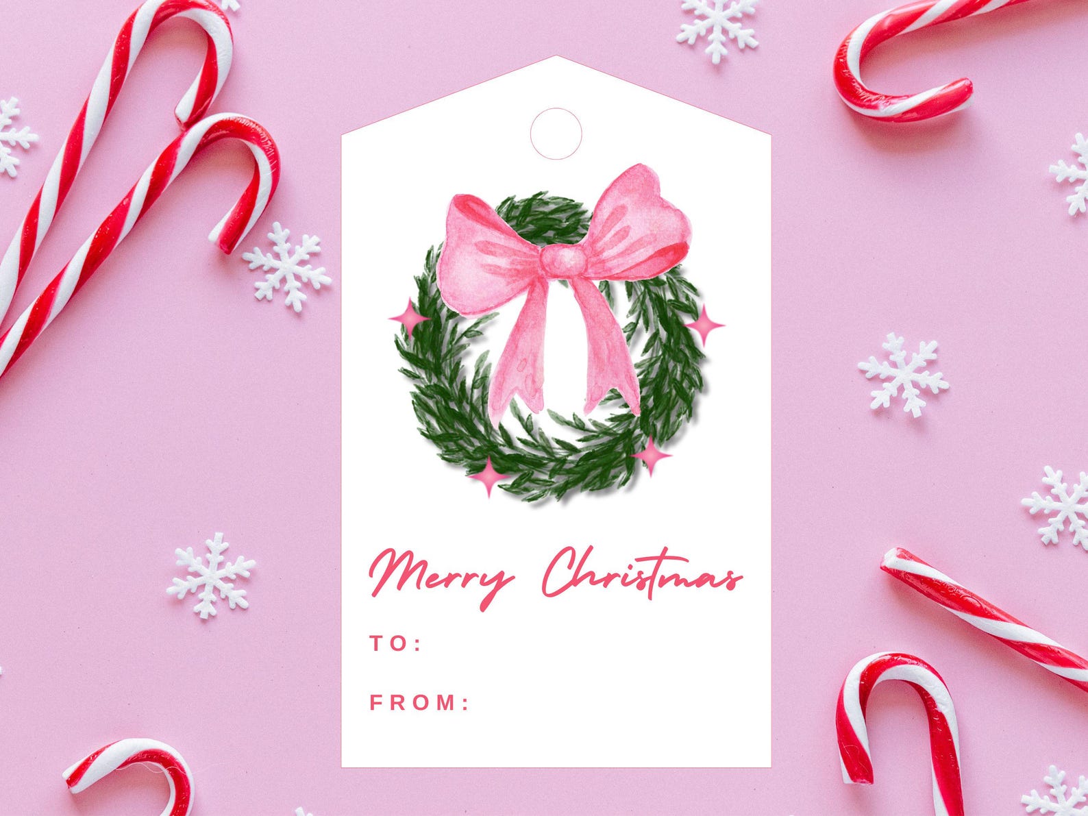 Christmas Gift Tag, Pink Christmas Gift Tag, Christmas Gift Tag Girl ...