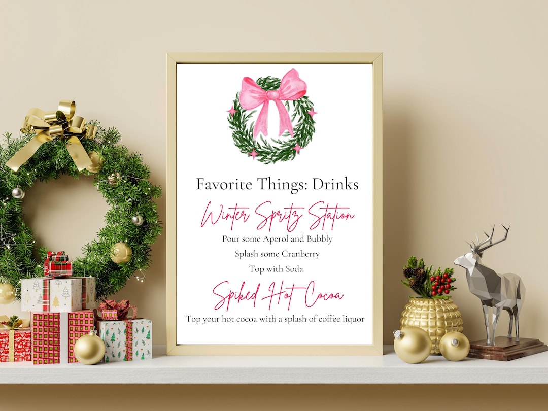 Favorite Things Printable Drinks Sign, Drinks Sign Template, Drinks ...