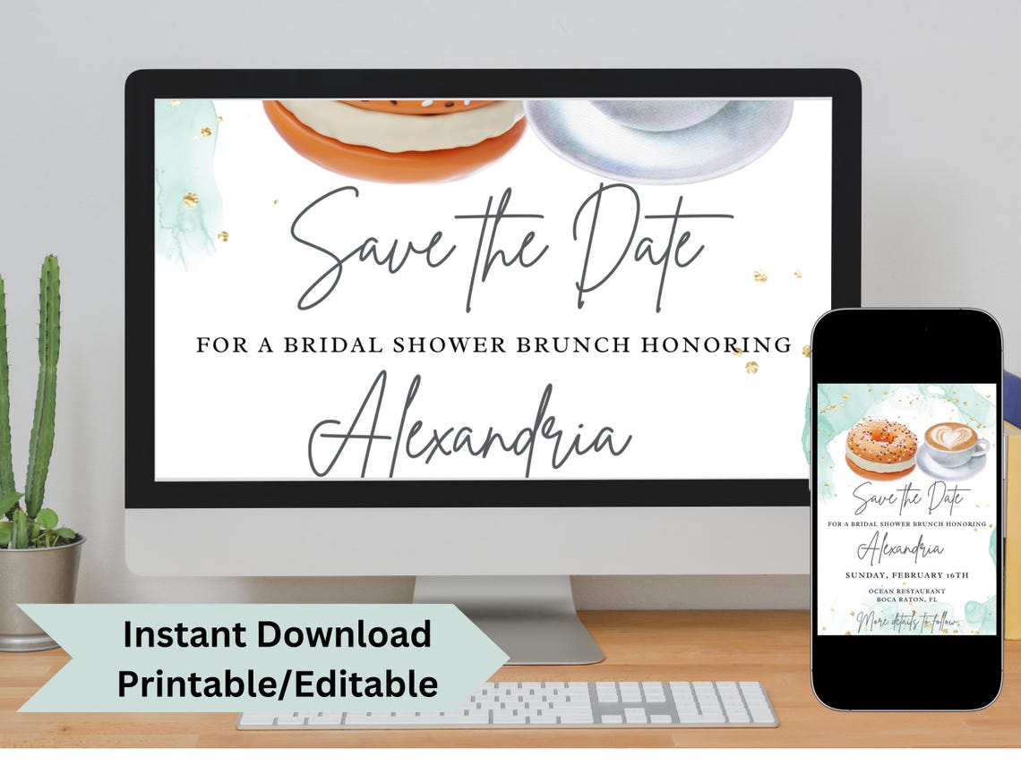 Save the Date Brunch Invite, Bridal Shower Brunch, Bridal Shower Invite ...