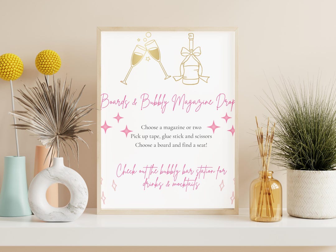 Boards and Bubbly Printable Sign, Boards and Bubbly Party, Vision Board ...