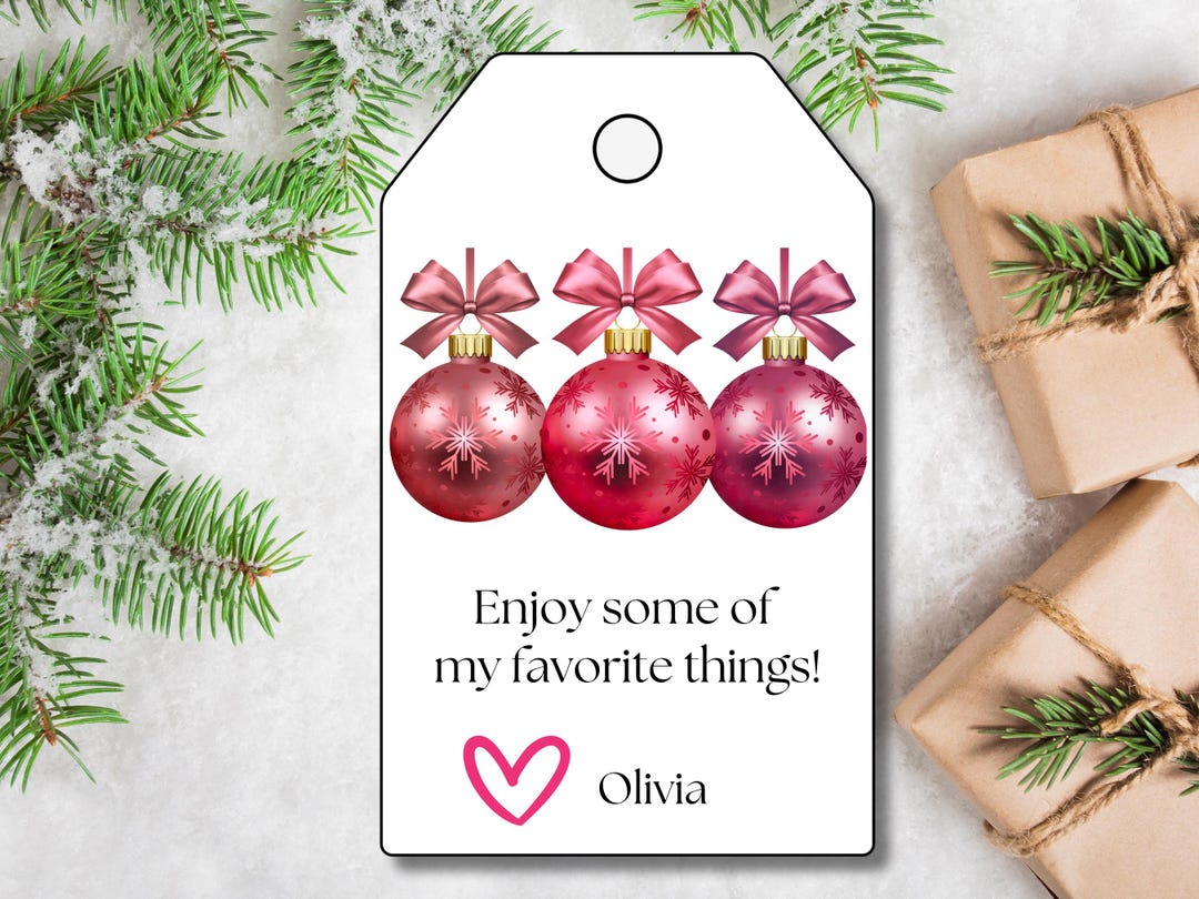 Favorite Things Party Gift Tag, Pink Christmas, Instant Download ...