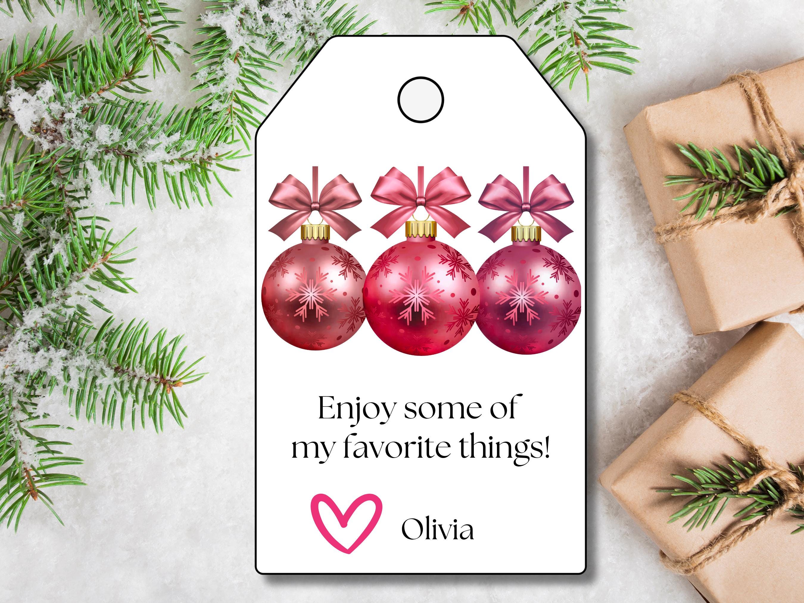 Favorite Things Party Gift Tag, Pink Christmas, Instant Download ...