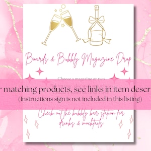 Bubbly Bar Printable Drinks Sign, Boards and Bubbly Party, Vision Board ...