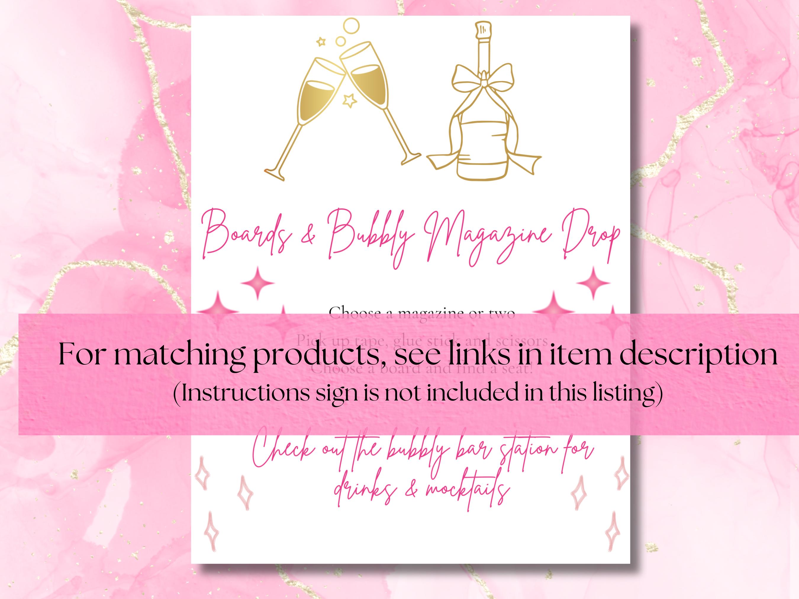Bubbly Bar Printable Drinks Sign, Boards and Bubbly Party, Vision Board ...