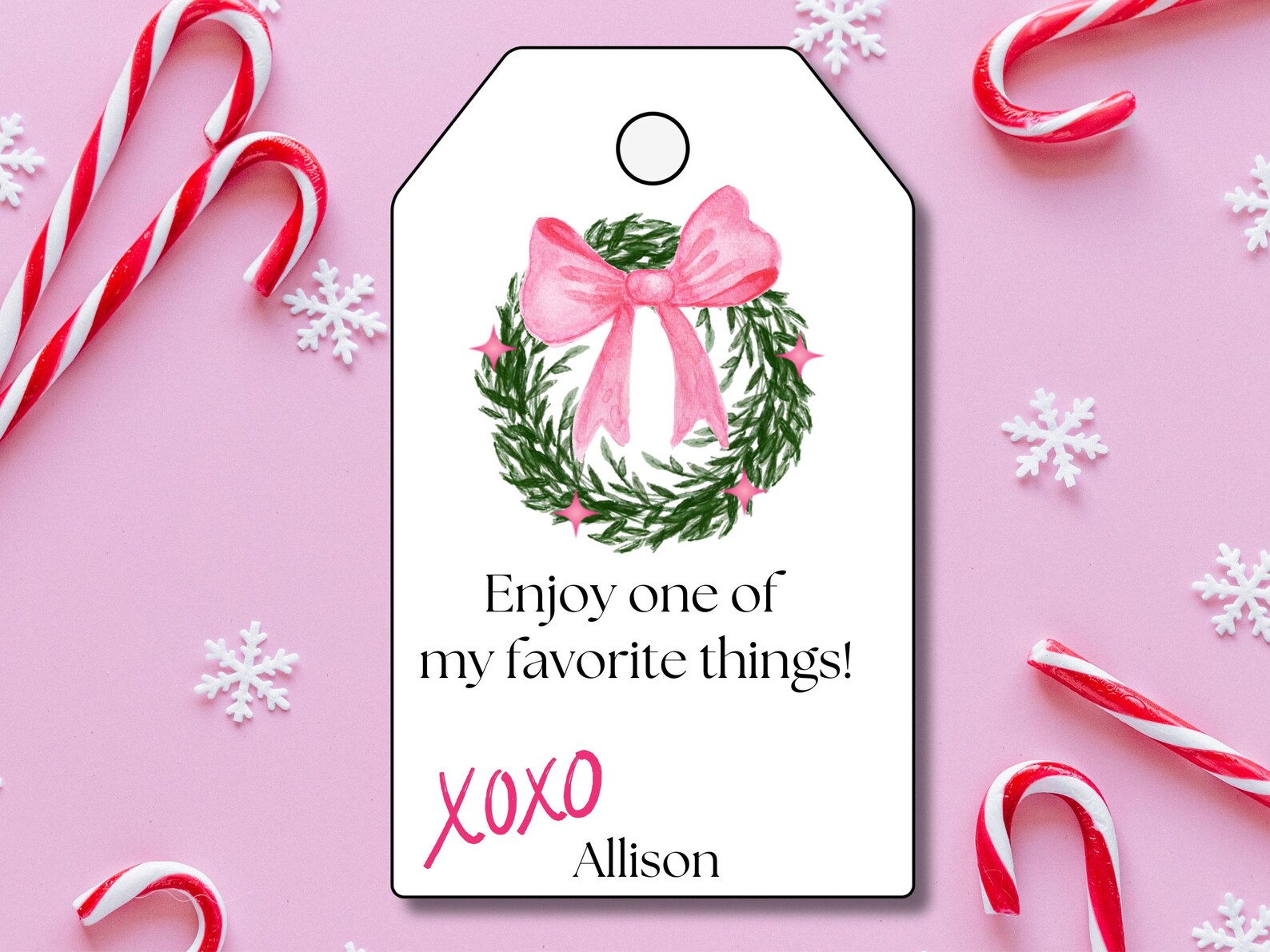 Favorite Things Party Gift Tag, Pink Christmas, Instant Download ...