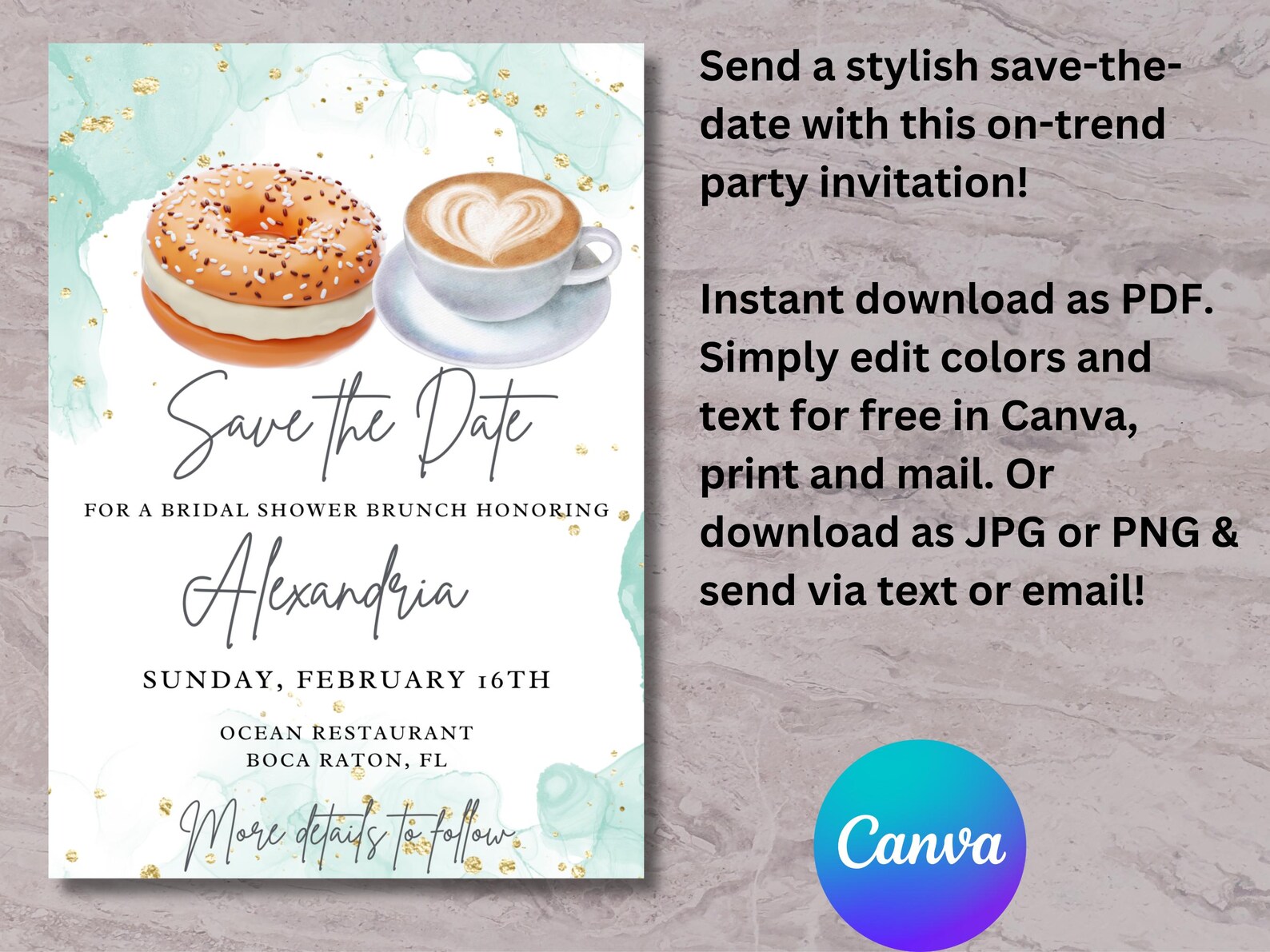 Save the Date Brunch Invite, Bridal Shower Brunch, Bridal Shower Invite ...