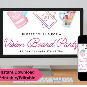 Vision Board Party Invitation, Vision Board Party Invite, Manifestation ...