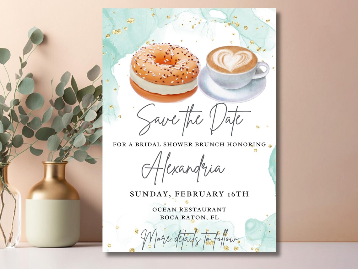 Save the Date Brunch Invite, Bridal Shower Brunch, Bridal Shower Invite ...