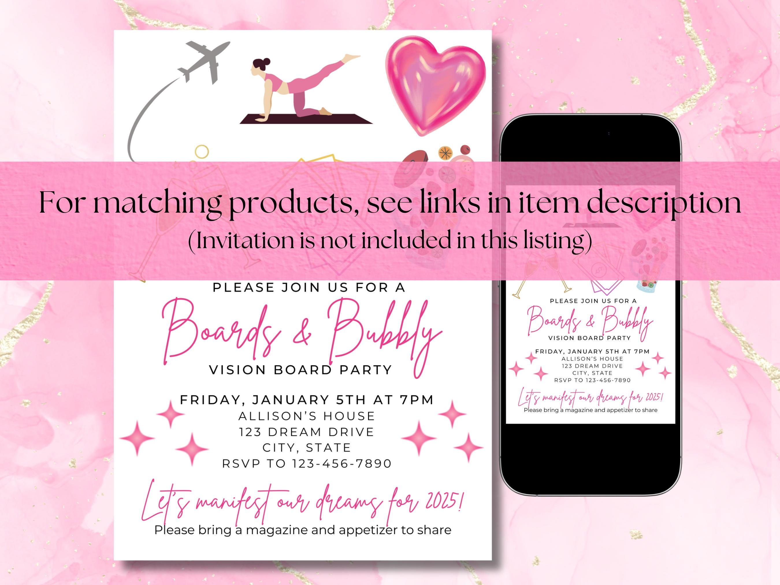 Boards and Bubbly Printable Sign, Boards and Bubbly Party, Vision Board ...