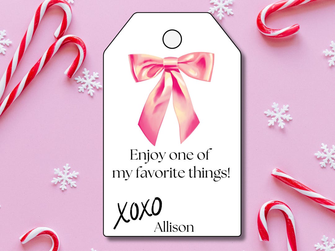 Favorite Things Party Gift Tag, Pink Christmas, Instant Download ...