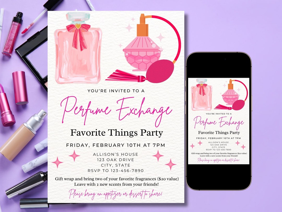 Perfume Exchange Party Invite, Favorite Things Party, Perfume Party ...