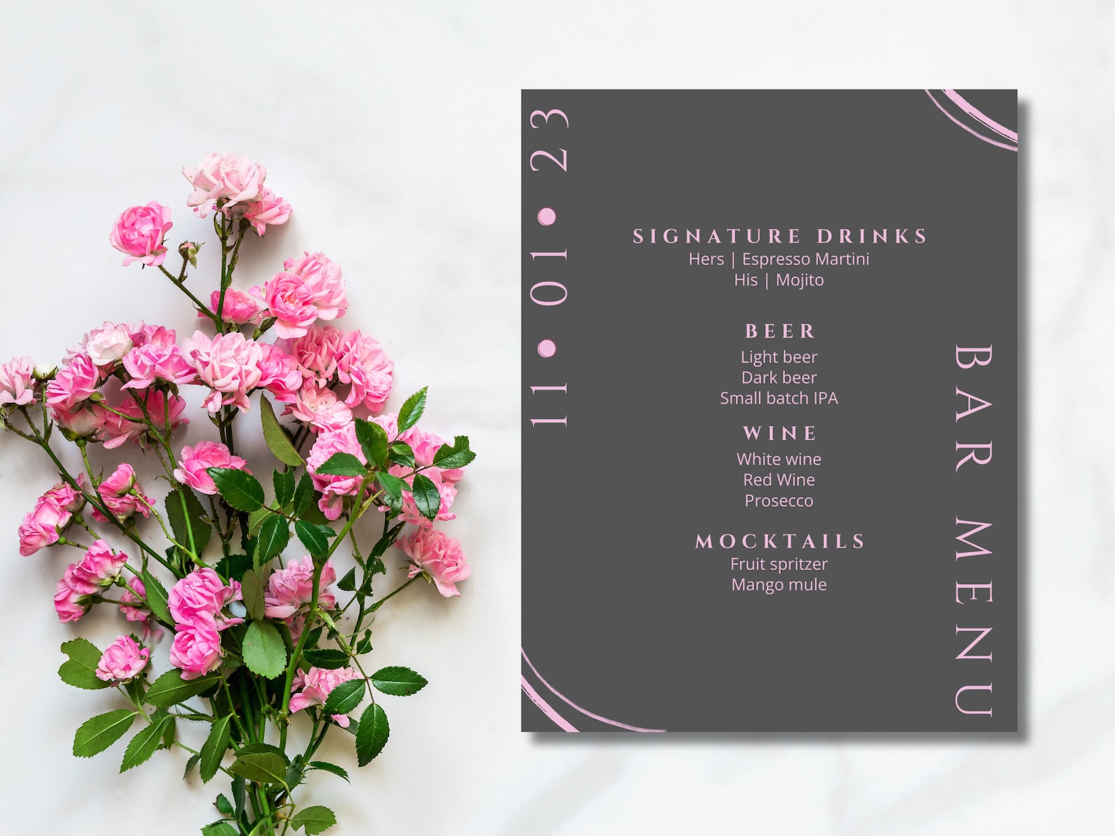 Bar Menu Template Bar Menu Sign Wedding Bar Menu Wedding - Etsy