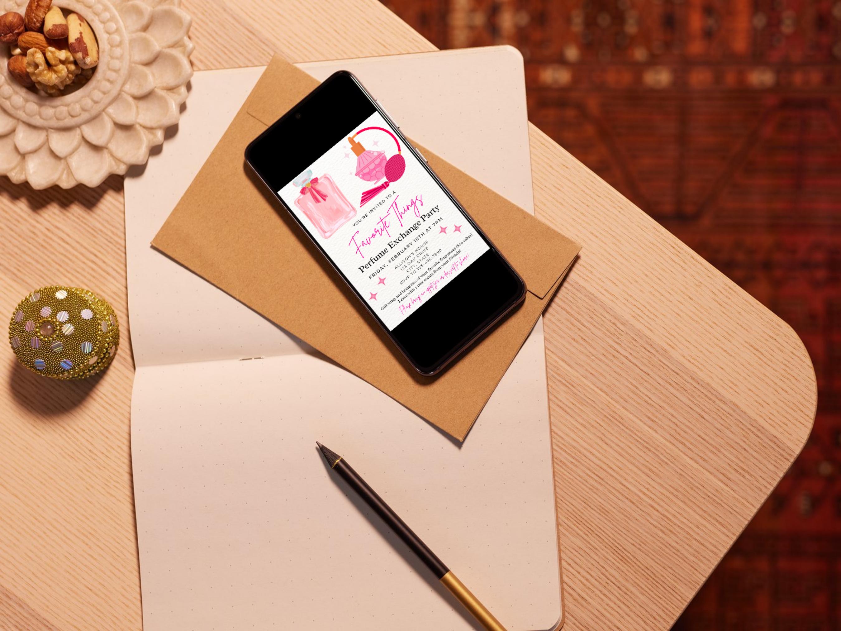 Favorite Things Perfume Exchange Party Invite, Perfume Party Invite ...