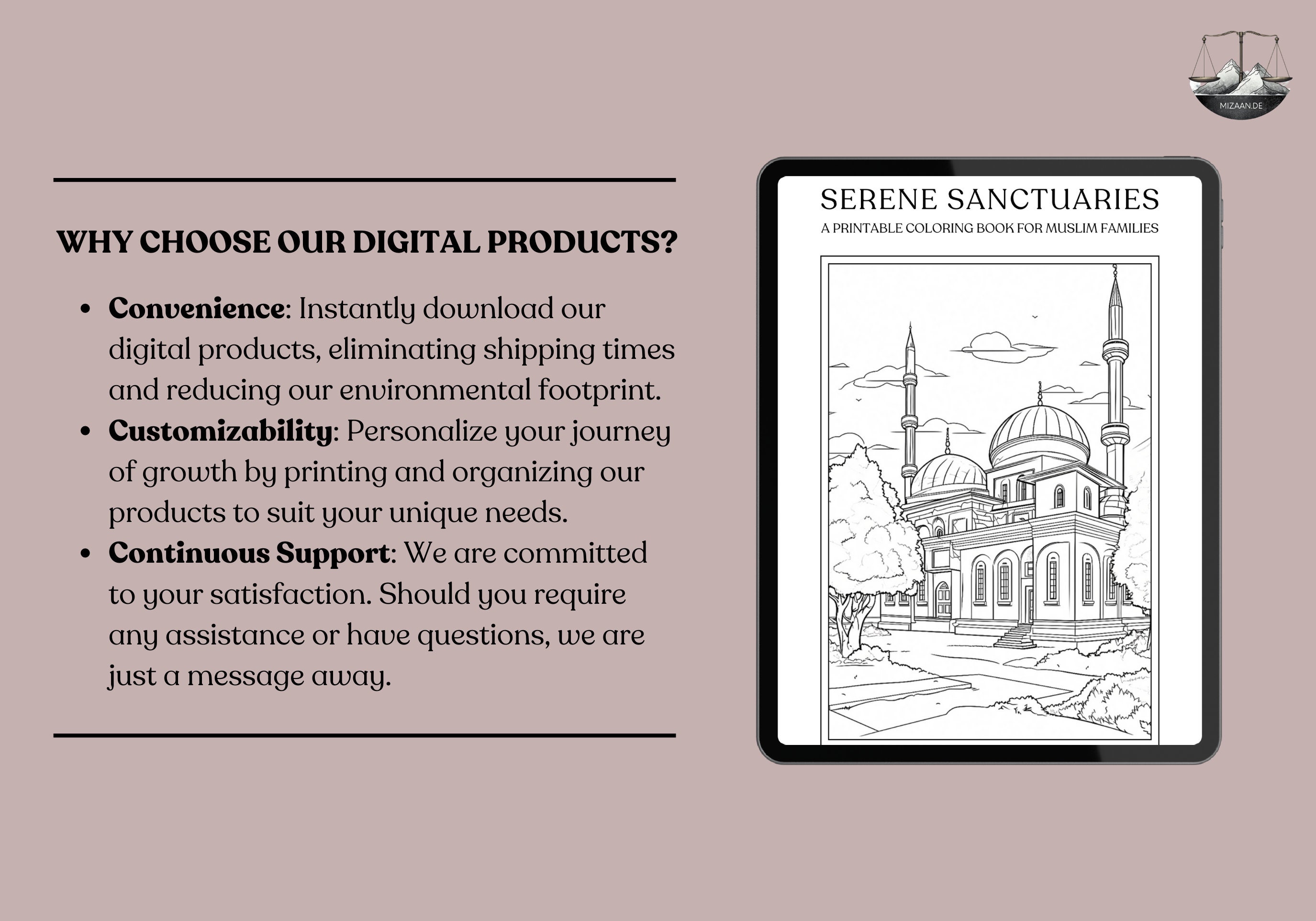 SERENE SANCTUARIES Printable Coloring Book for Muslim Families Instant ...