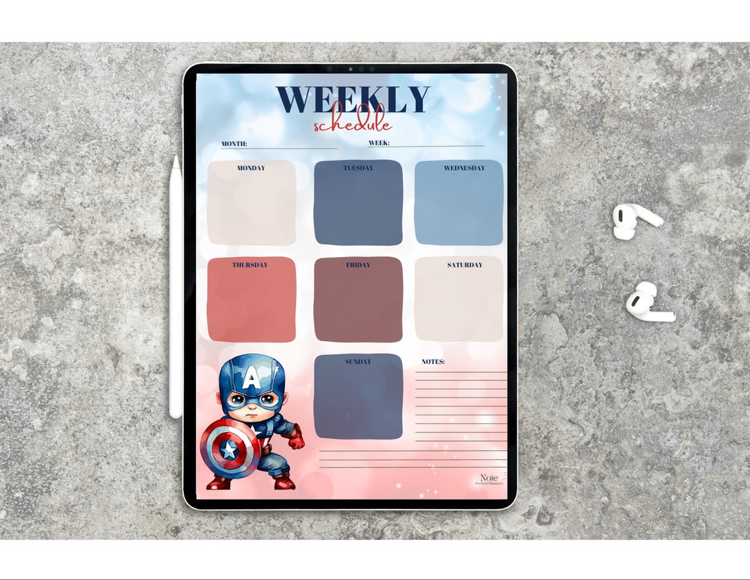 Superhero Digital Weekly Planner - Etsy