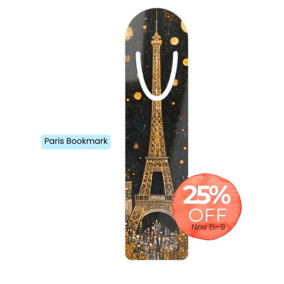 Eiffel Tower Bookmark, Golden Paris Art, Reading Accessory - Etsy