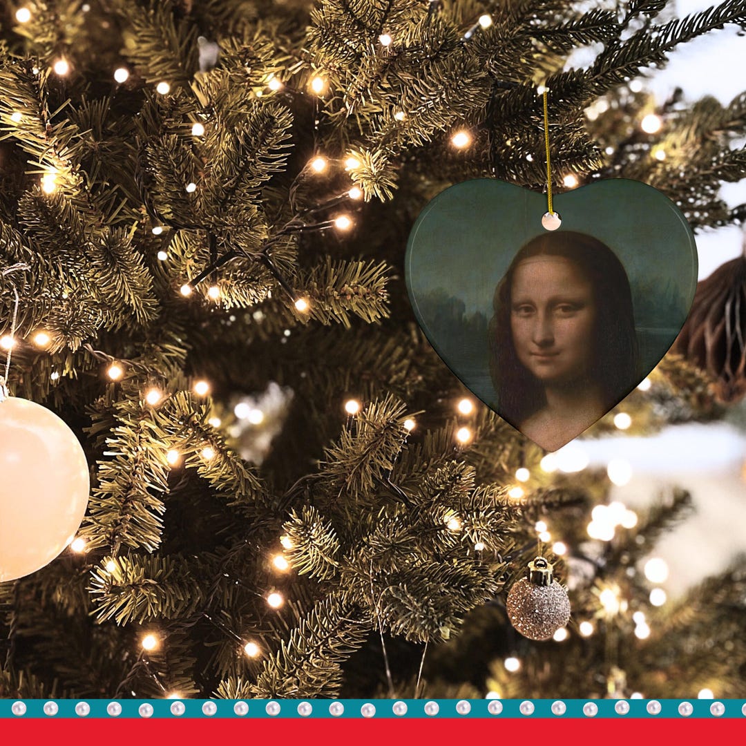 Mona Lisa Ceramic Ornament Art Deco Christmas Tree Decoration in 3 ...