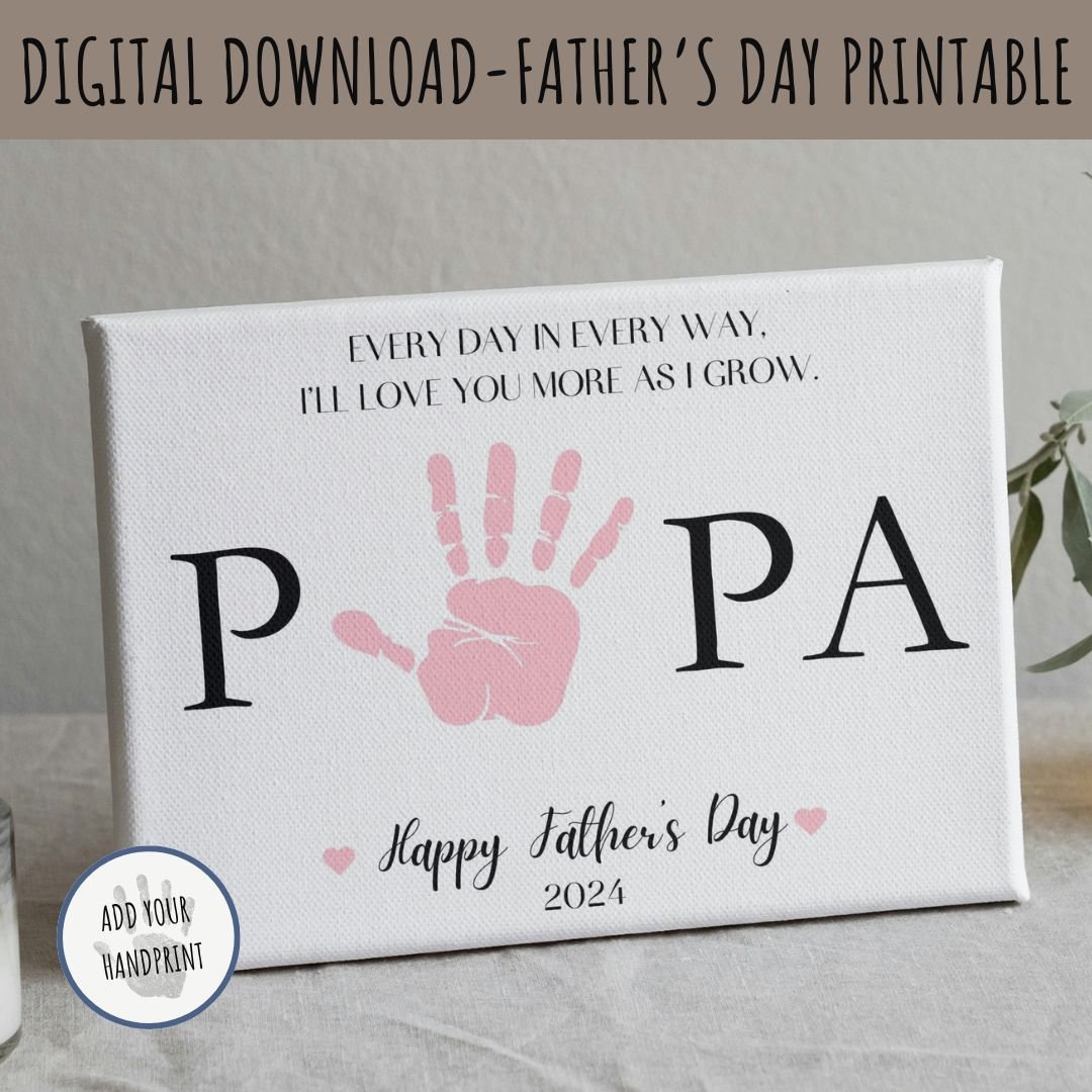 Father's Day Handprint Papa Printable, DIY Craft Gift for Dad, Gift for ...