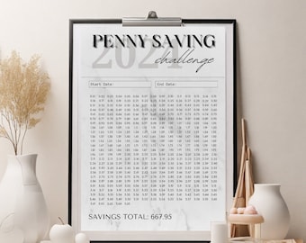 1p Saving Challenge, One Penny Saving Challenge Printable, A4, A5 ...
