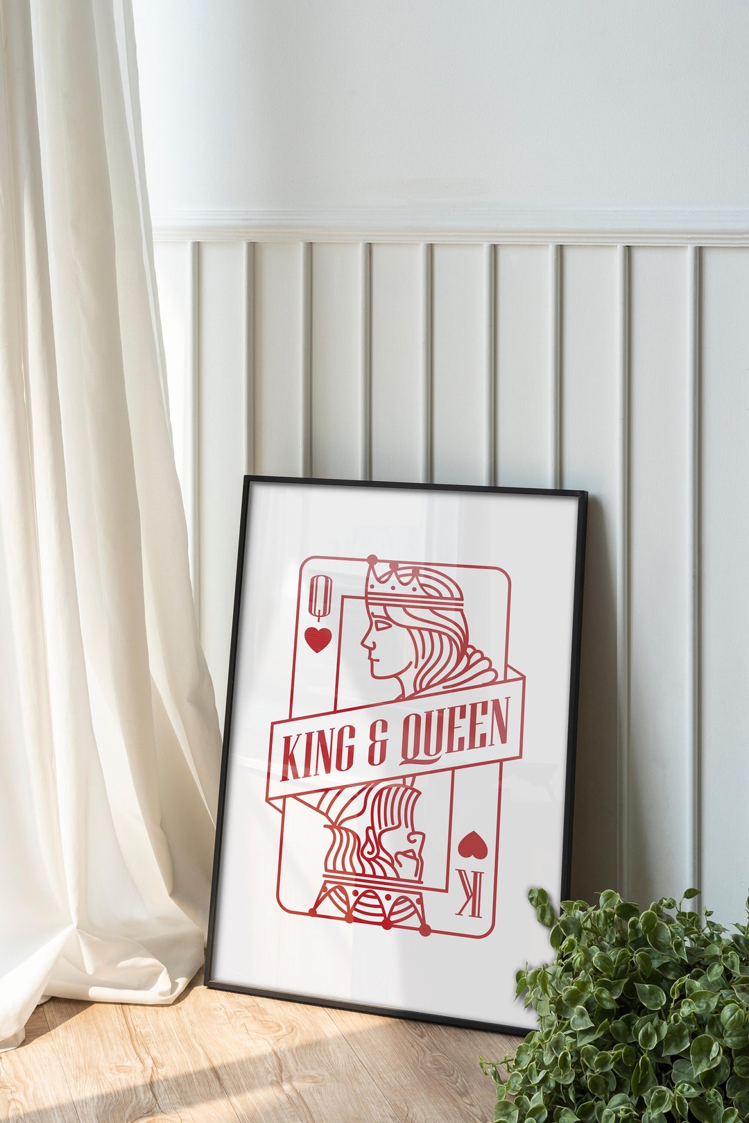 Trendy Red King and Queen Printable Wall Art, Ace of Hearts, Digital ...