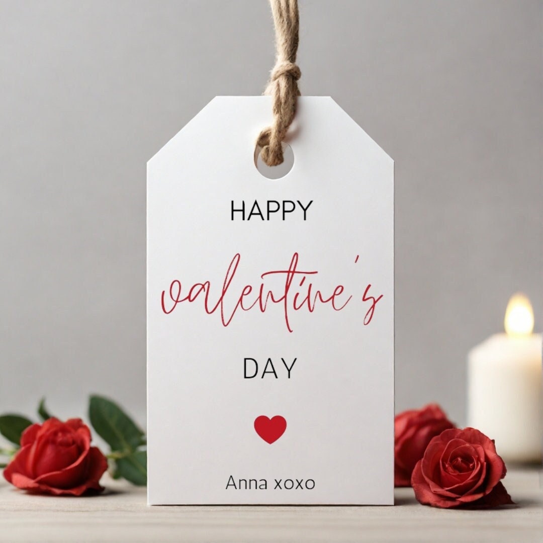 Minimalist Valentines Gift Tag Template, Love Heart Gift Tag, Editable ...