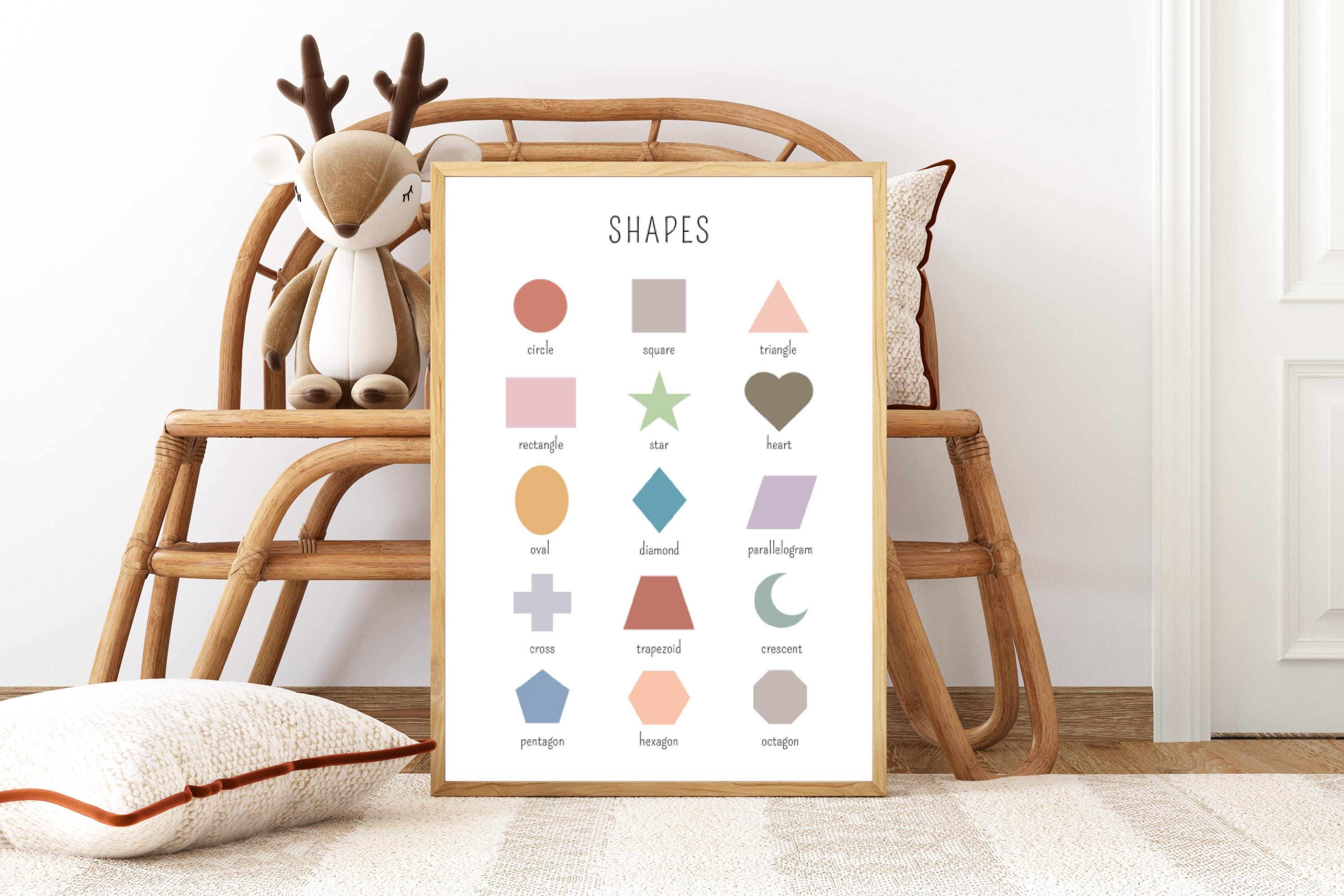 Educational Rainbow Shapes Poster, Classroom Decor, Learn Shapes ...