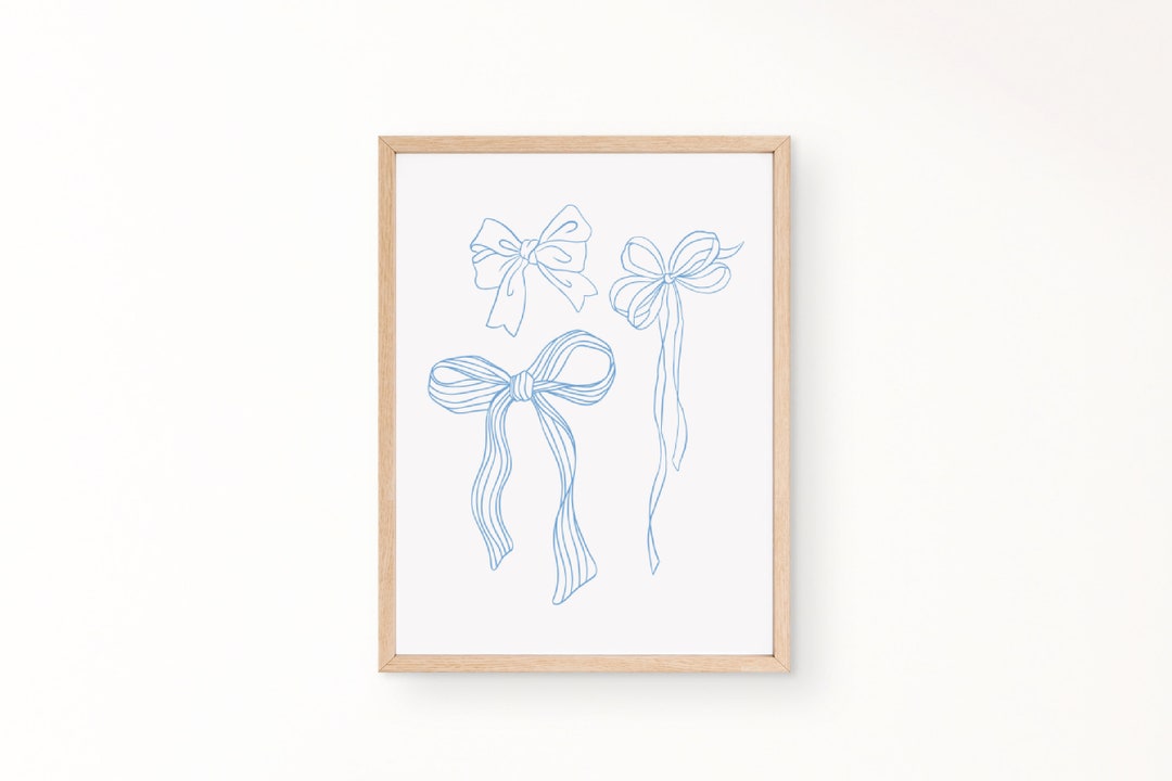 Trendy Blue Bows Wall Art Printable, Coquette Room Decor, Preppy Poster ...