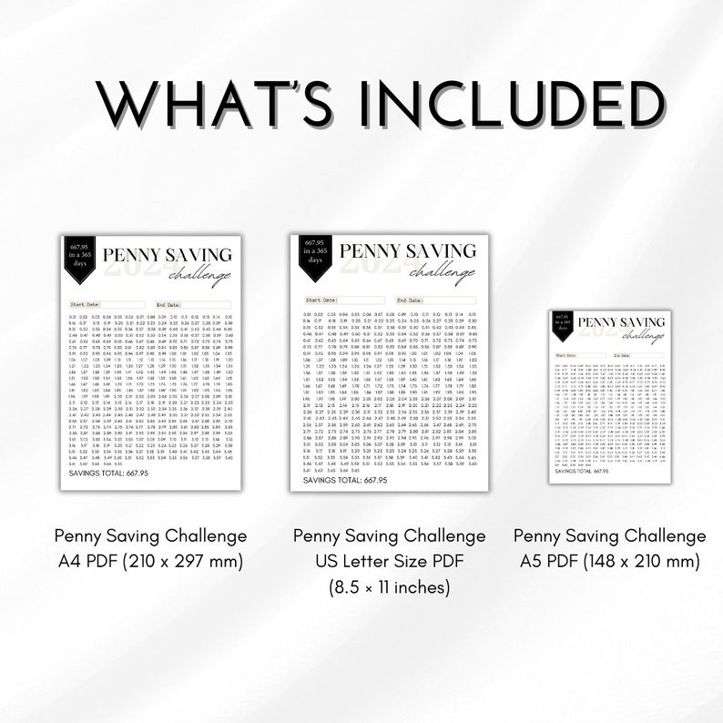 1p Saving Challenge, One Penny Saving Challenge Printable, A4, A5 ...