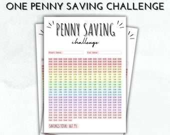 1p Saving Challenge, UK Saving Challenge Printable A3, A4, A5, A6 ...